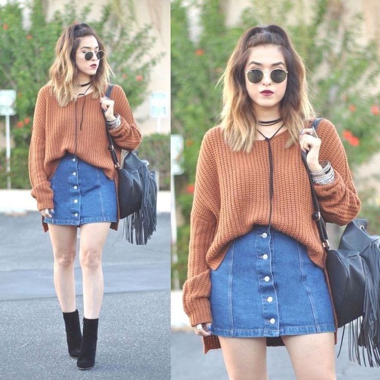 36 Fancy Winter Outfits Ideas Jean Skirts – ADDICFASHION