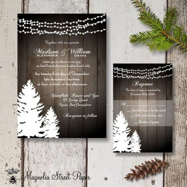 36 Romantic Rustic Winter Wedding Invitations Ideas