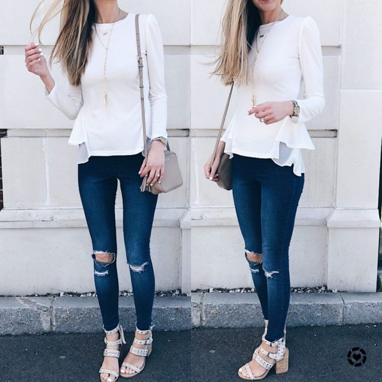 44 Lovely Spring Outfits Ideas With White Top – ADDICFASHION